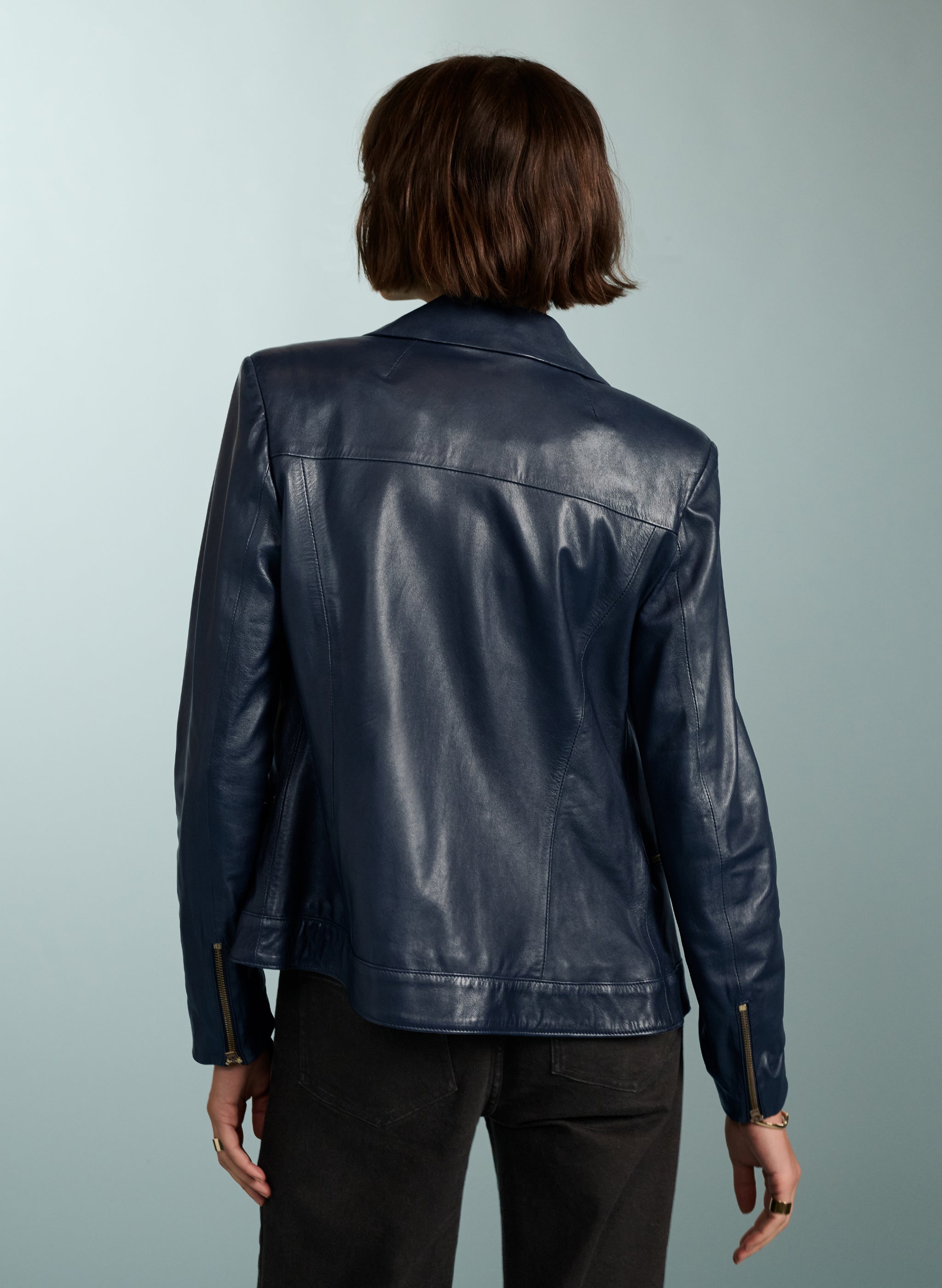 Kara Leather Jacket - Classic Navy | Baukjen