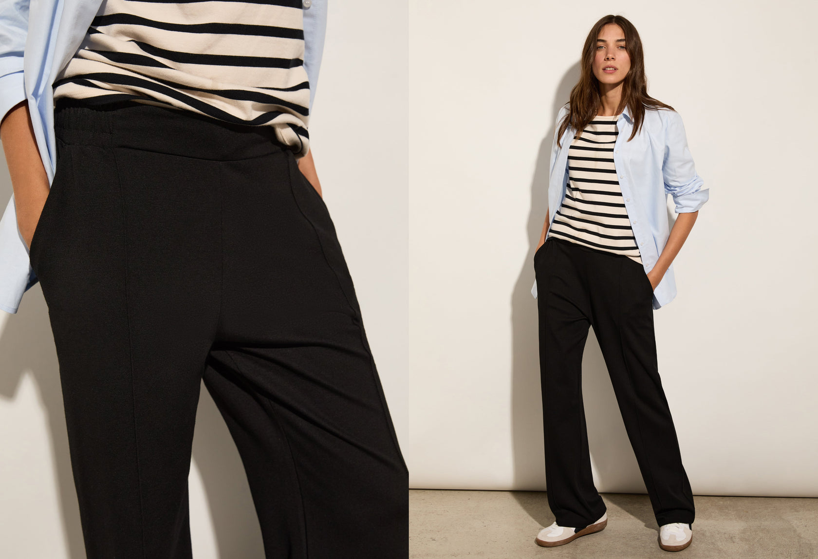 Marian Ponte Wide Leg Trousers - Caviar Black | Baukjen