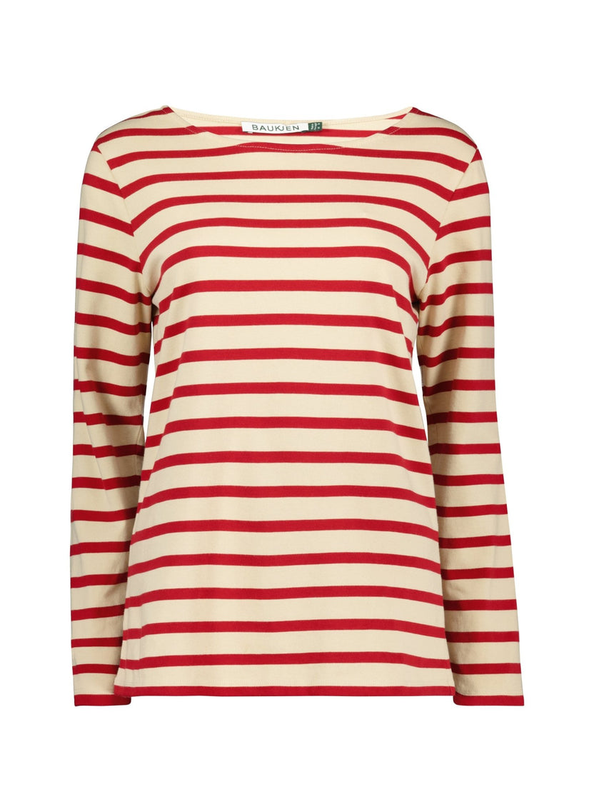 Ashley Organic Cotton Top - Barley & Deep Red Stripe | Baukjen