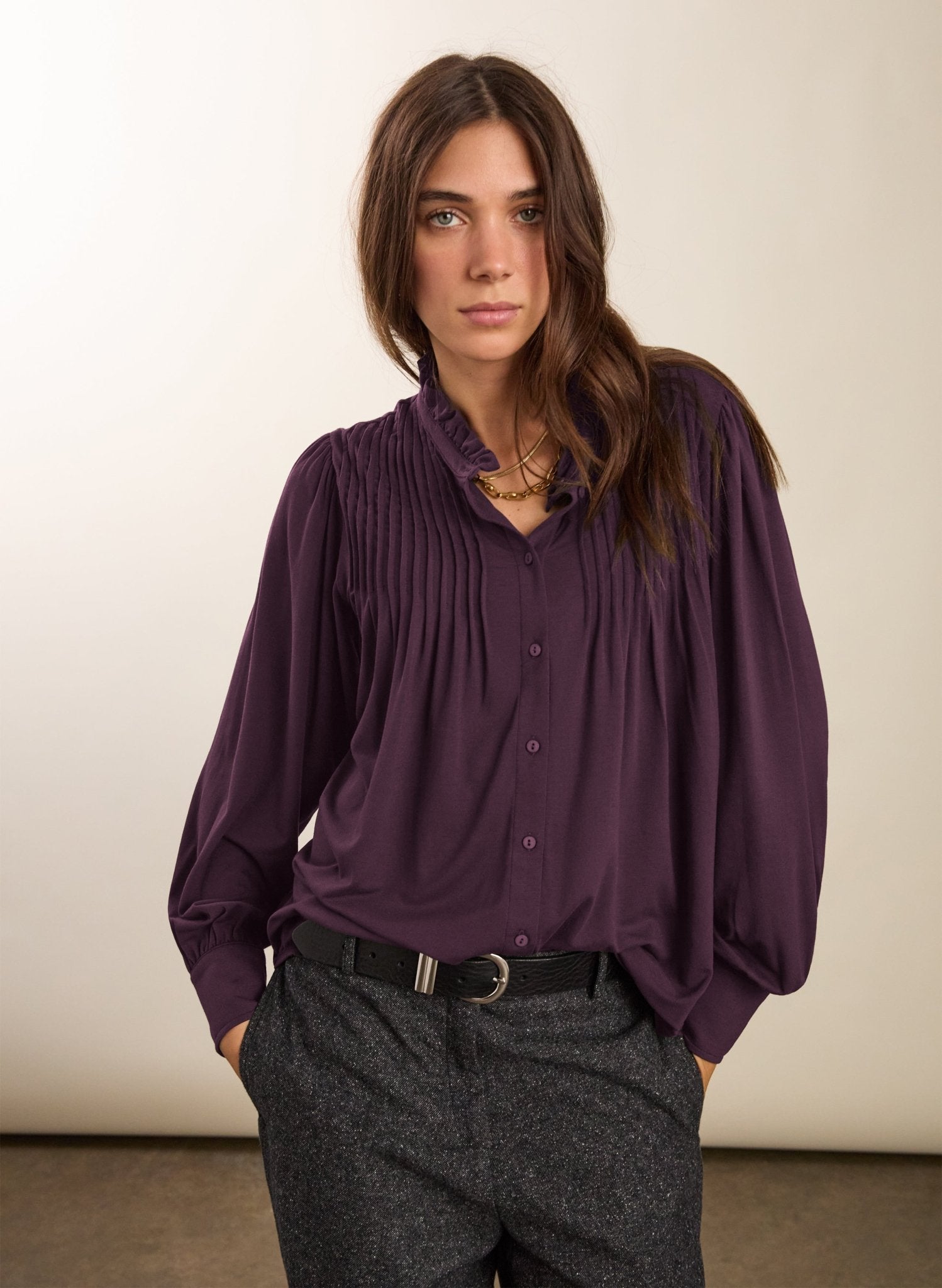 Imken Long Sleeve Blouse - Plum | Baukjen