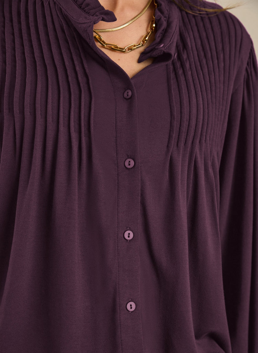 Imken Long Sleeve Blouse - Plum | Baukjen