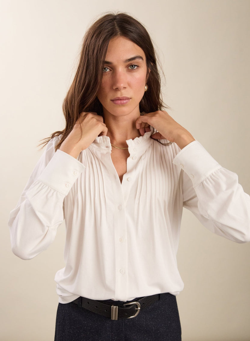 Imken Long Sleeve Blouse - Pure White | Baukjen