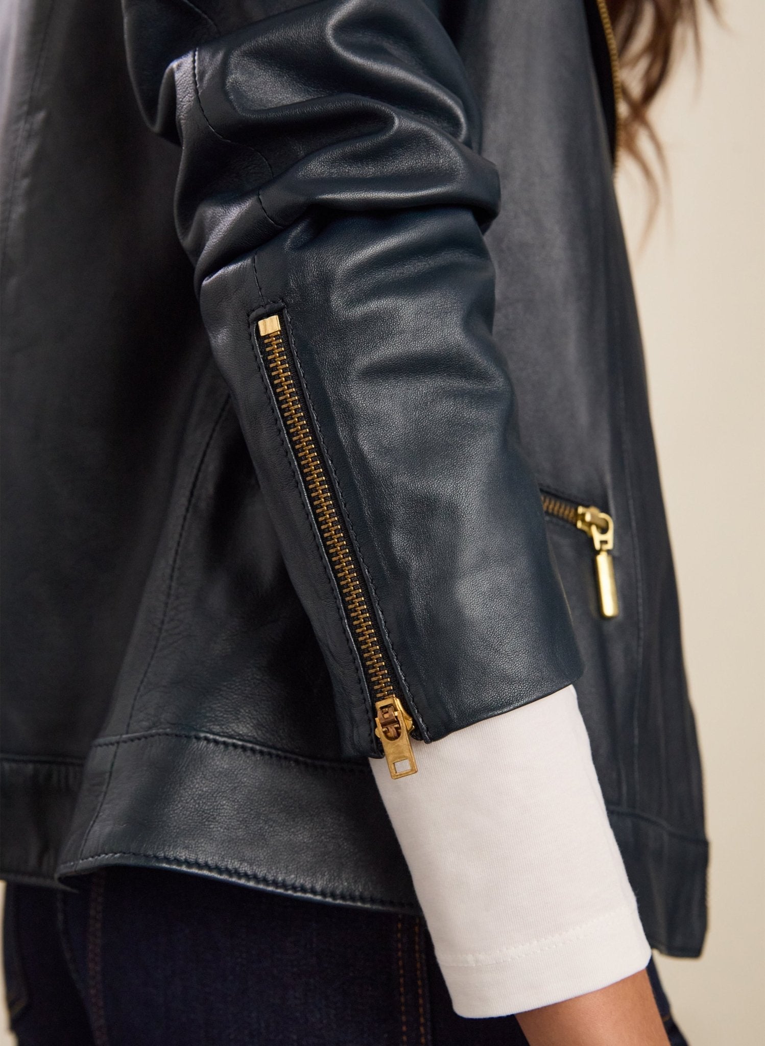 Kara Leather Jacket - Classic Navy | Baukjen
