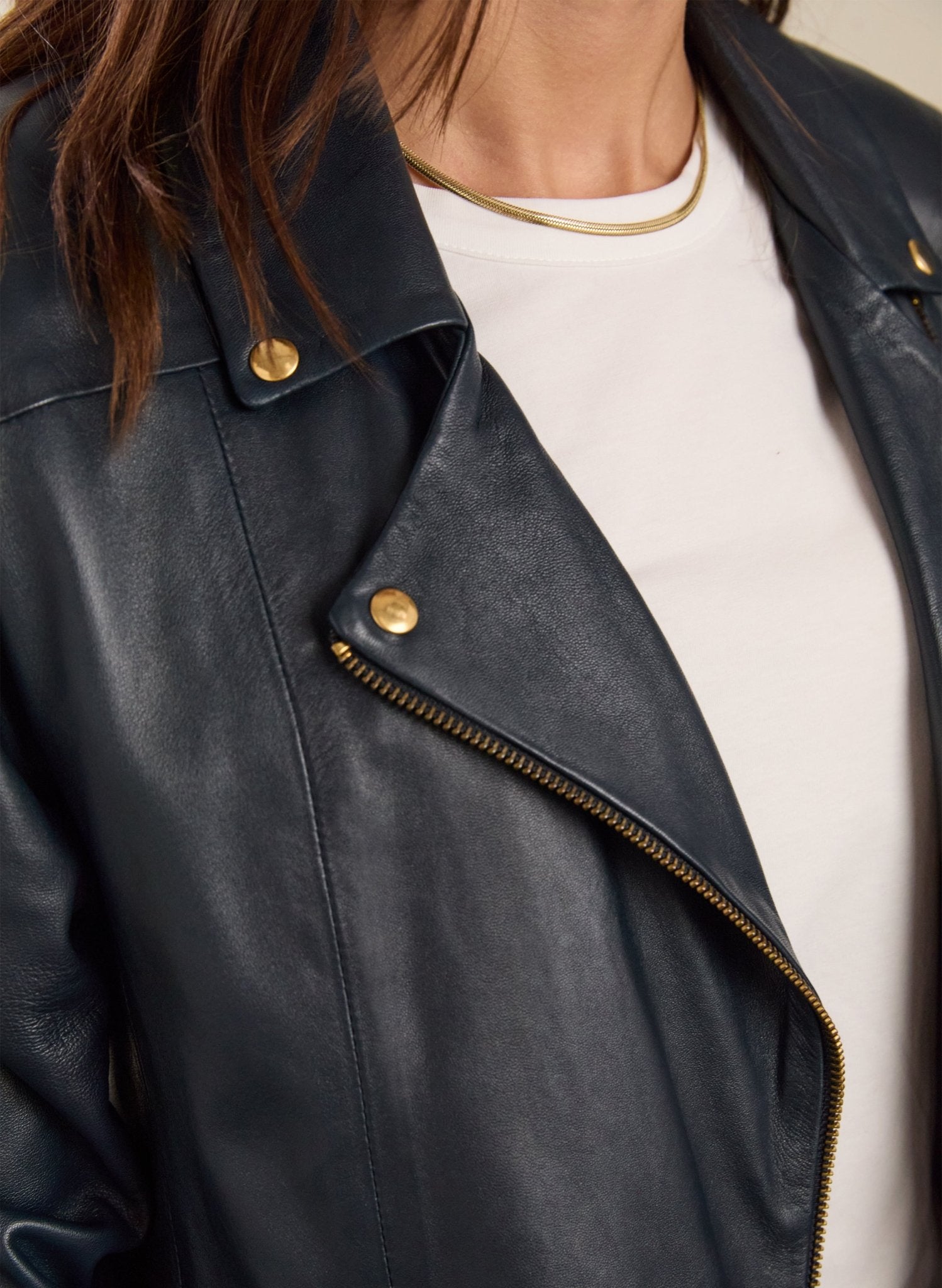 Kara Leather Jacket - Classic Navy | Baukjen