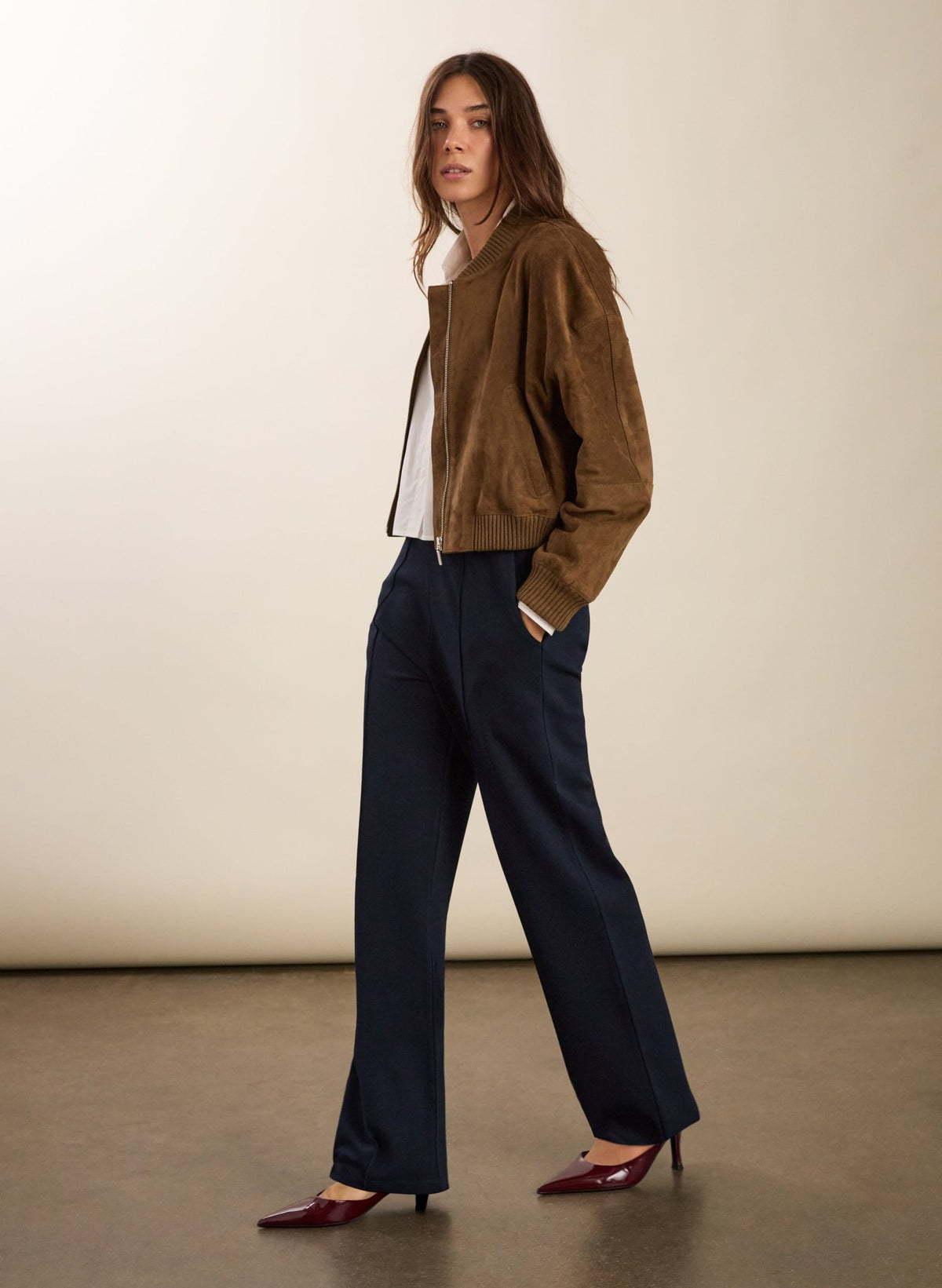 Marian Ponte Wide Leg Trousers - Classic Navy | Baukjen