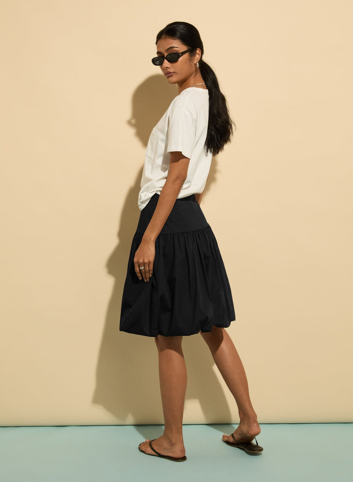 Saffy Organic Cotton Puffball Skirt - Caviar Black | Baukjen